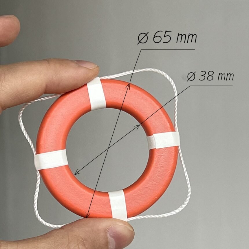 Modern miniature white lifering or lifebouy with red stripes for 1:12 ...