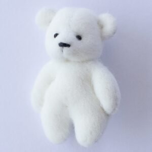 Miniature teddy bear for 1:12 dollhouses. 2″ size. Swivel head. White ...